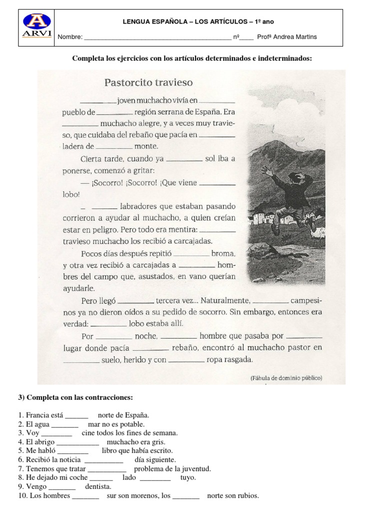Ejercicios Con Articulos Determinantes e Indet Neutro | PDF