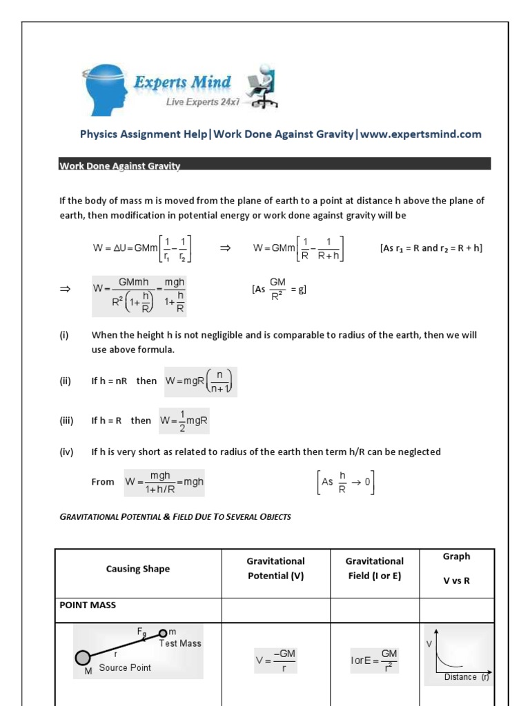 Work Done Against Gravity Explained | PDF | Teaching Methods ...
