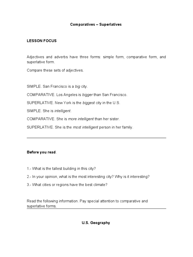 Comparative & Superlative Guide | PDF | Adjective | Adverb