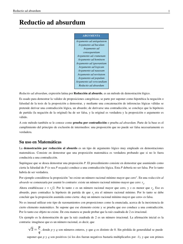 WIDIPEDIA - Falacia Reductio Ad Absurdum | PDF | Expresiones lógicas ...