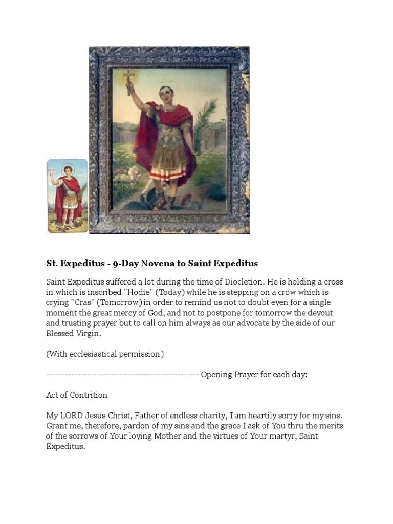 Novena to St. Expeditus | Lord's Prayer | Grace In Christianity