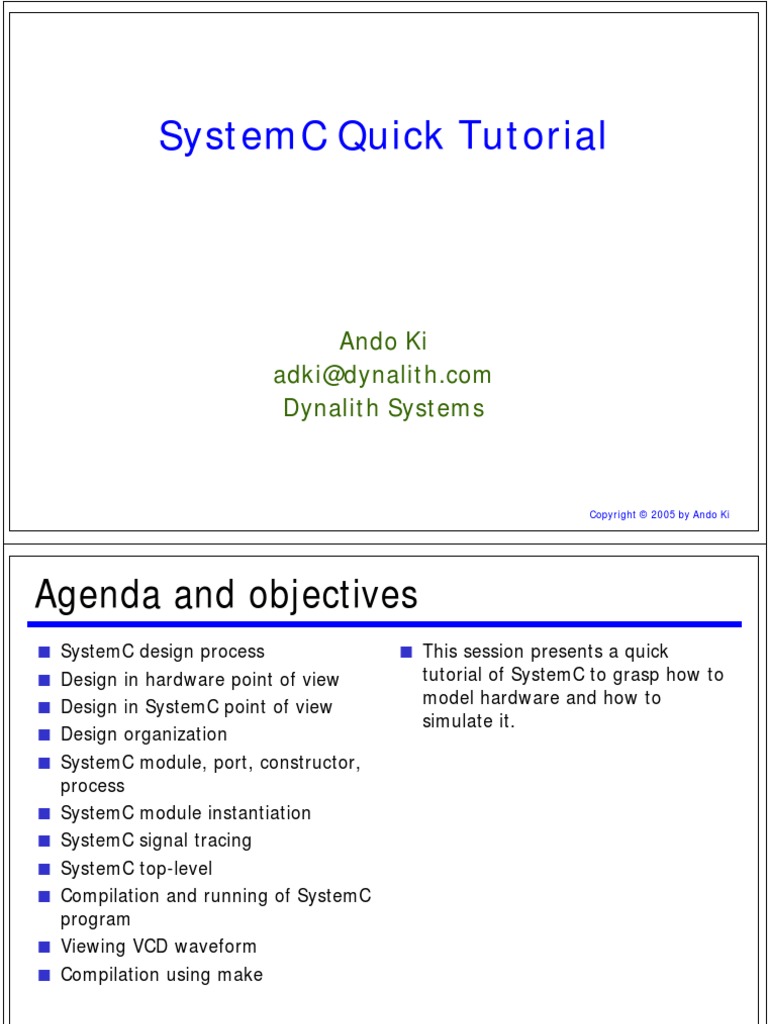 05 Systemc Tutorial | PDF | C++ | Library (Computing)