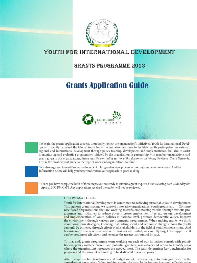 Grants Application Guide: Youth For International Development Grants ...