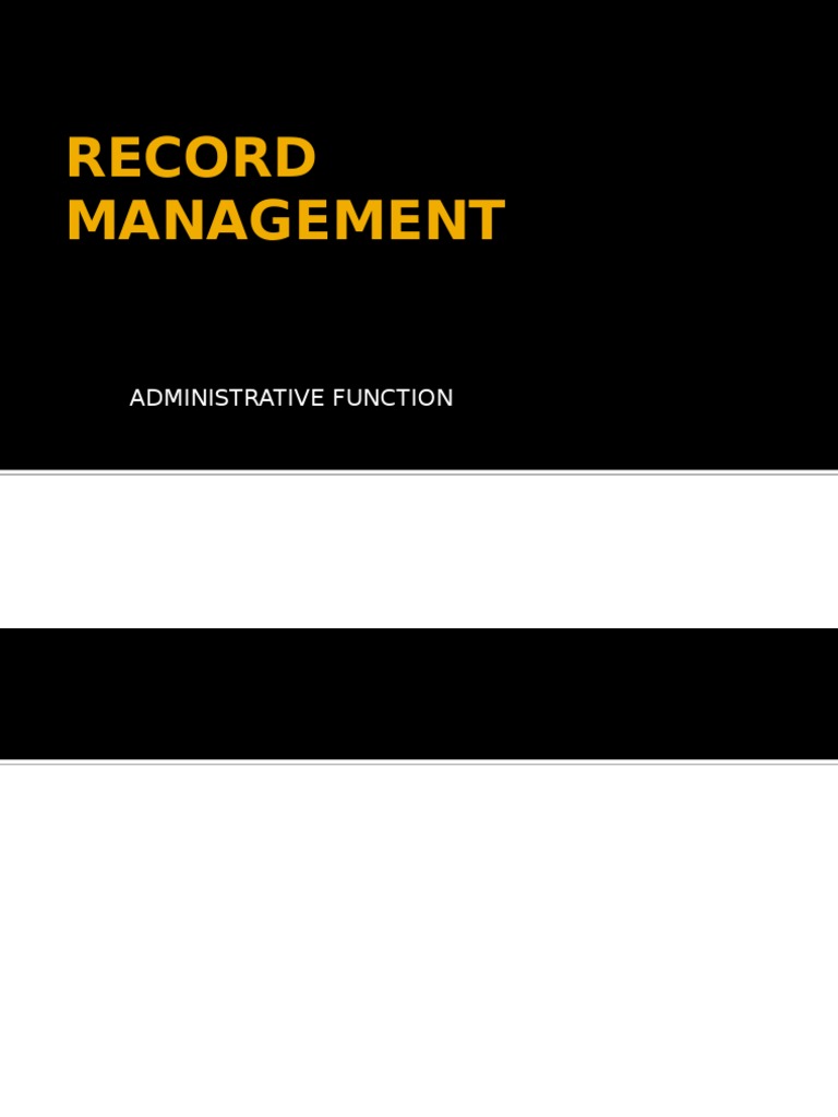 Record Management: Administrative Function | PDF