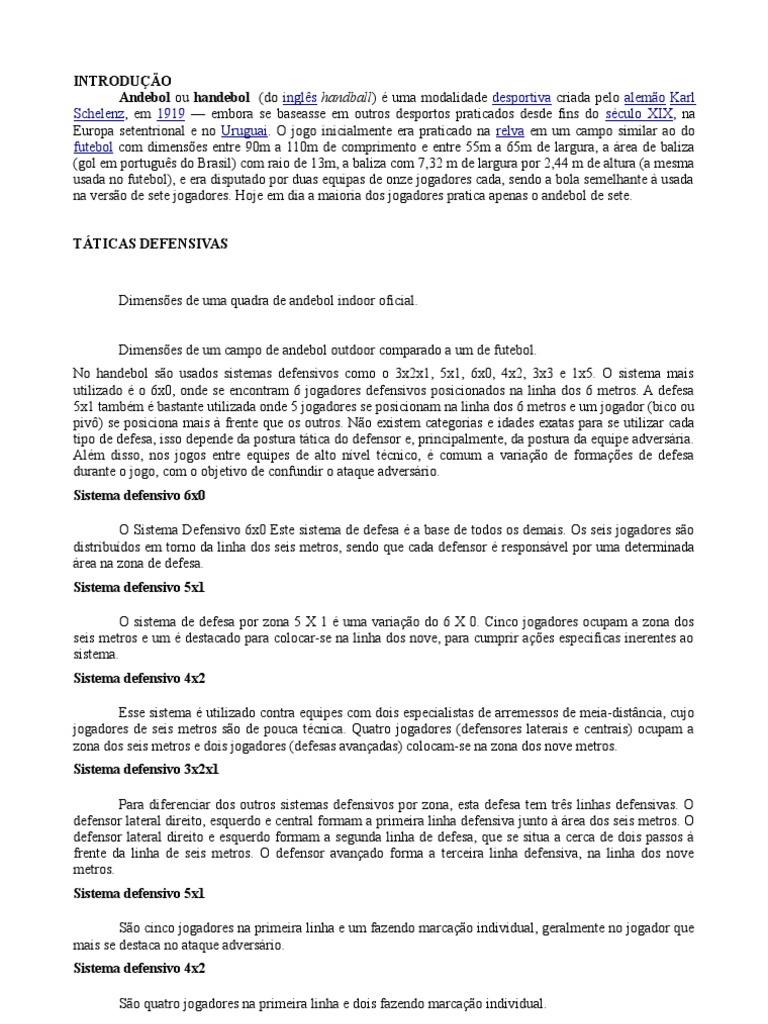 Trabalho de Handebol | PDF | Lazer | Jogos com bola