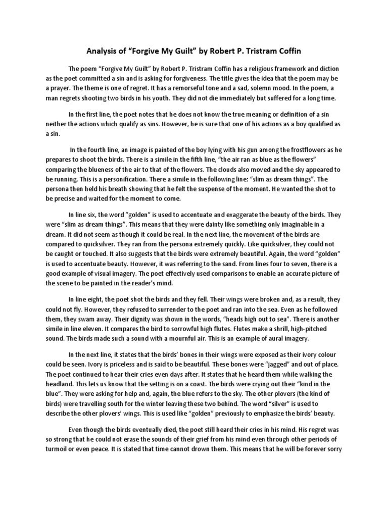 Analysis of "Forgive My Guilt" Poem | PDF | Poetry