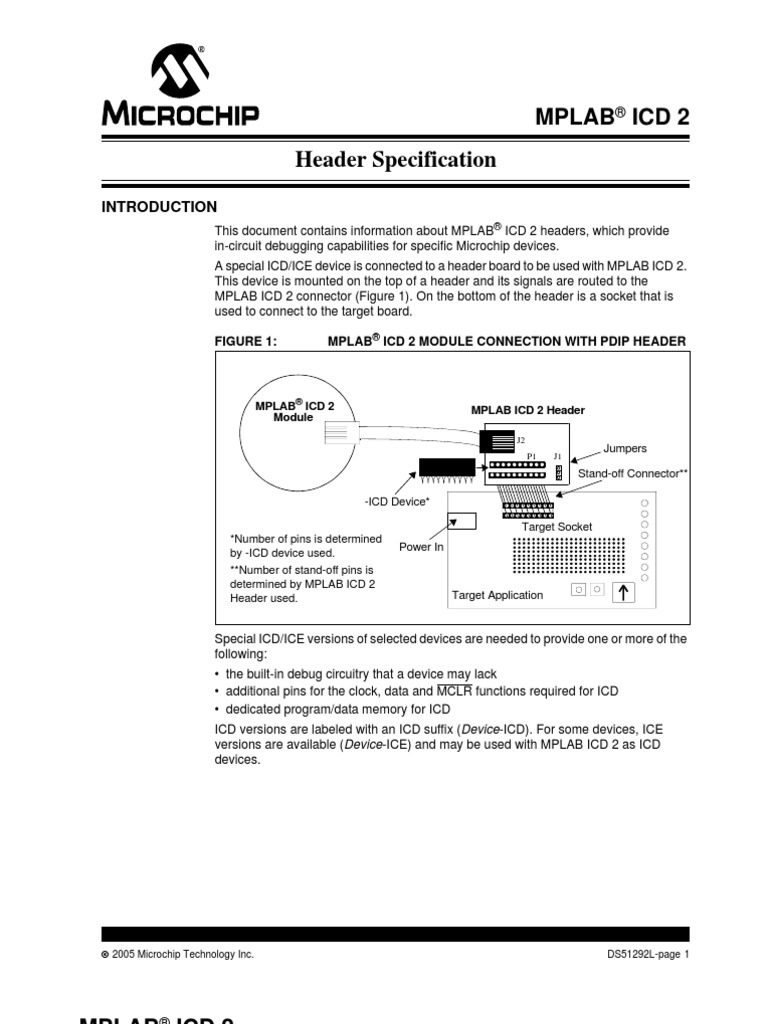 Header Specification: Mplab Icd 2 | PDF | Pic Microcontroller | Electrical Connector