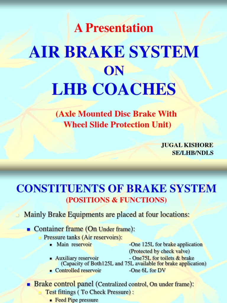 LHB Coach Air Brake System Overview | PDF | Brake | Pipe (Fluid Conveyance)