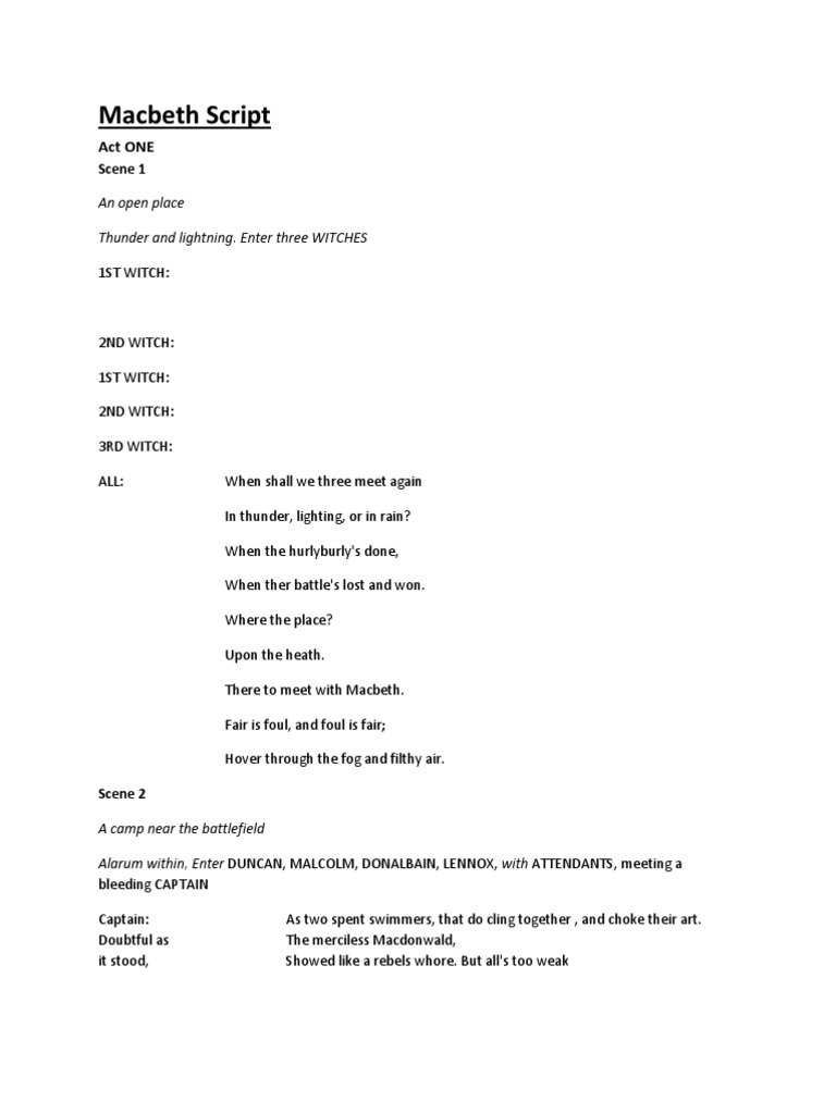 Macbeth Script | PDF