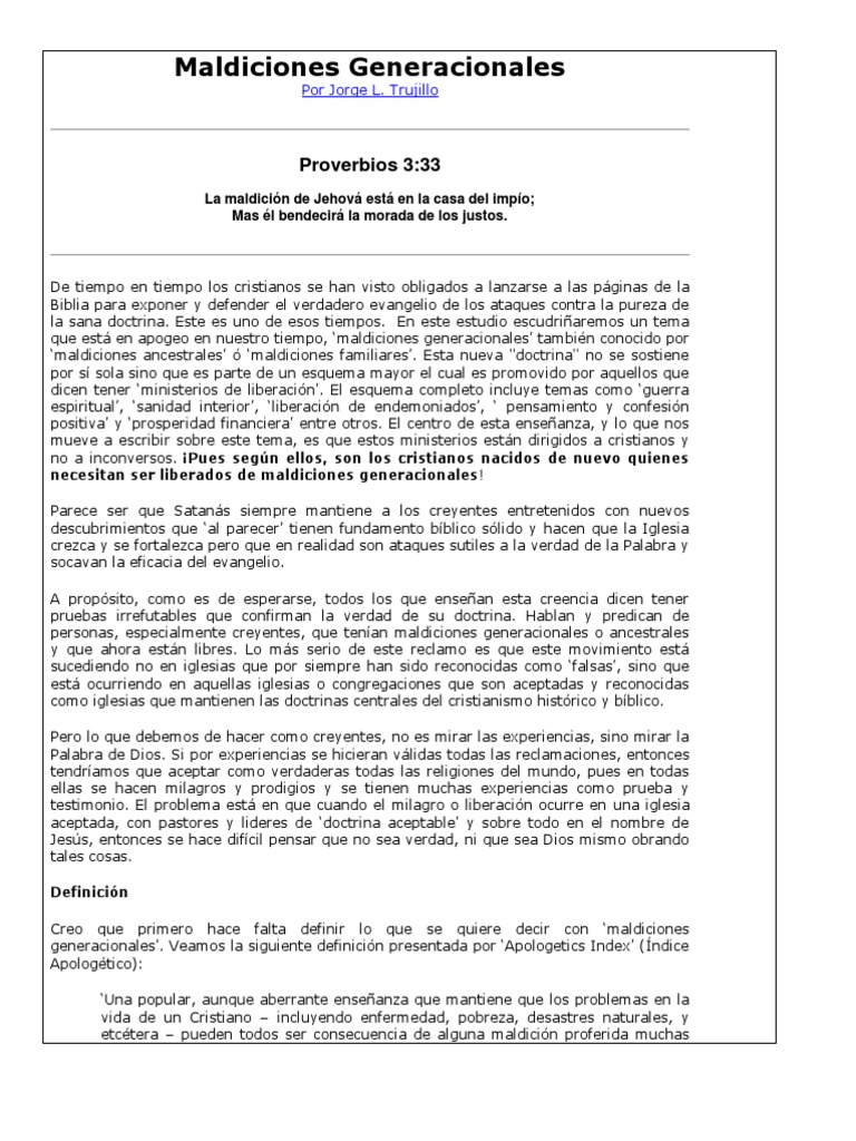 Maldiciones Generacionales 2 Pdf Pecado Cristo Título