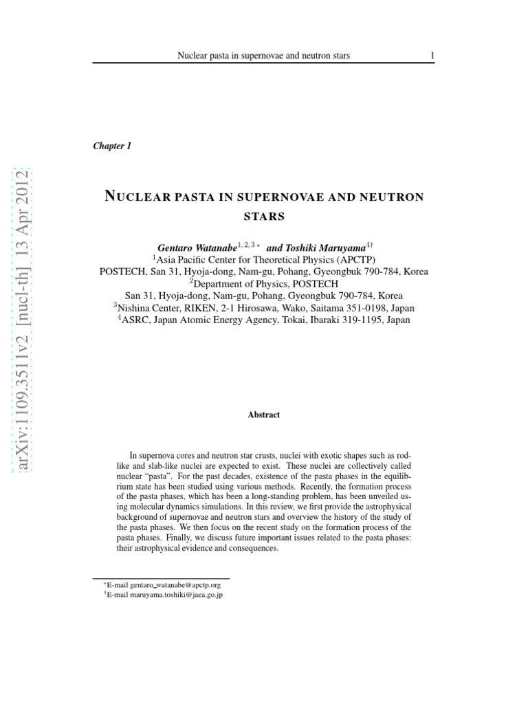 Nuclear pasta in supernovae and neutron stars | Atomic Nucleus | Neutron
