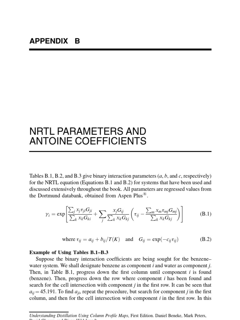 NRTL Parameters | PDF | Thermodynamics | Physical Chemistry