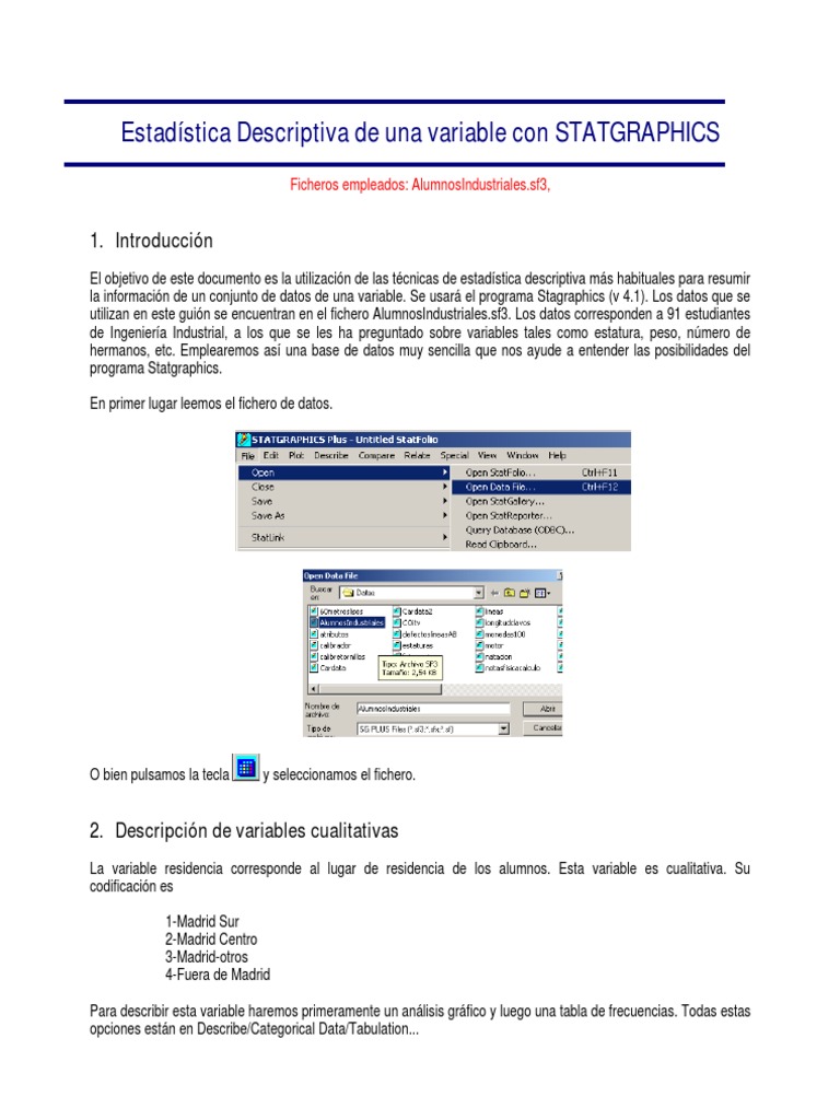 Statgraphics Manual PDF | PDF | Histograma | Análisis estadístico