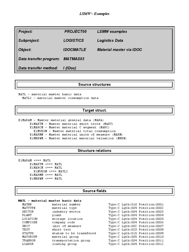 SAP LSMW Field Info in Data Migration | PDF | Valuation (Finance) | C (Programming Language)
