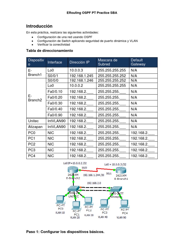 Practica VLANs Con OSPF | PDF | Enrutador (Computación) | Dirección IP