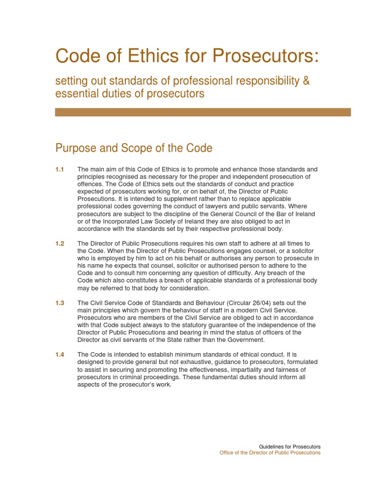 Code of Ethics ENG | PDF | Prosecutor | Crime & Violence