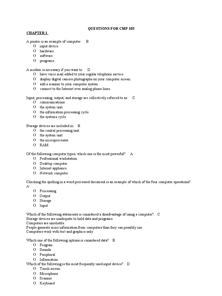 Computer Exam Questions | PDF | Disk Storage | Computer Network