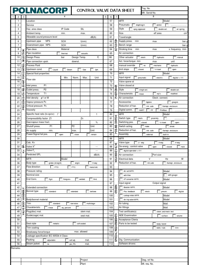 Data Sheet Control Valve | PDF | Valve | Gas Technologies