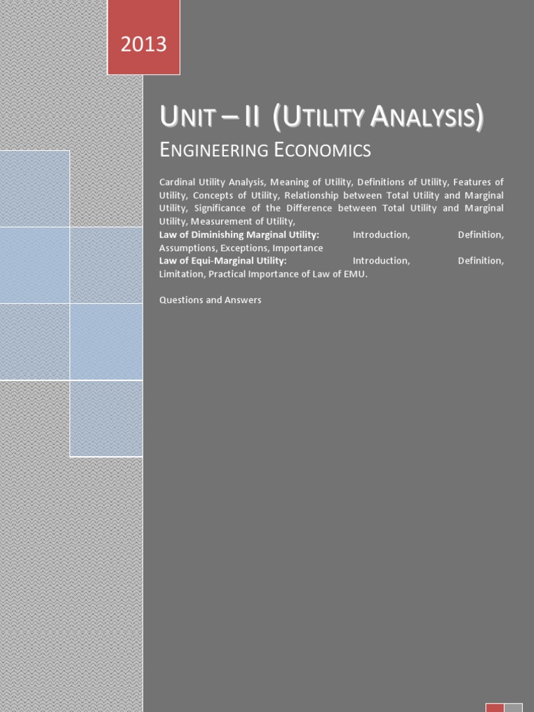 Utility Analysis Engineering Economics Pdf Utility Marginal Utility