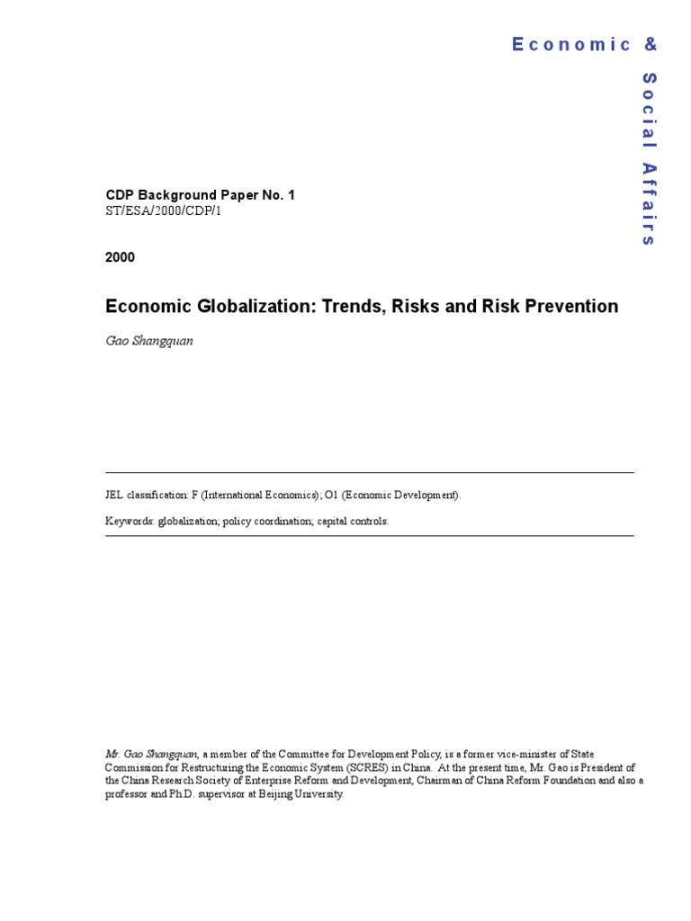 Globalization: Trends and Risks Analysis | PDF | Politics | Social Science