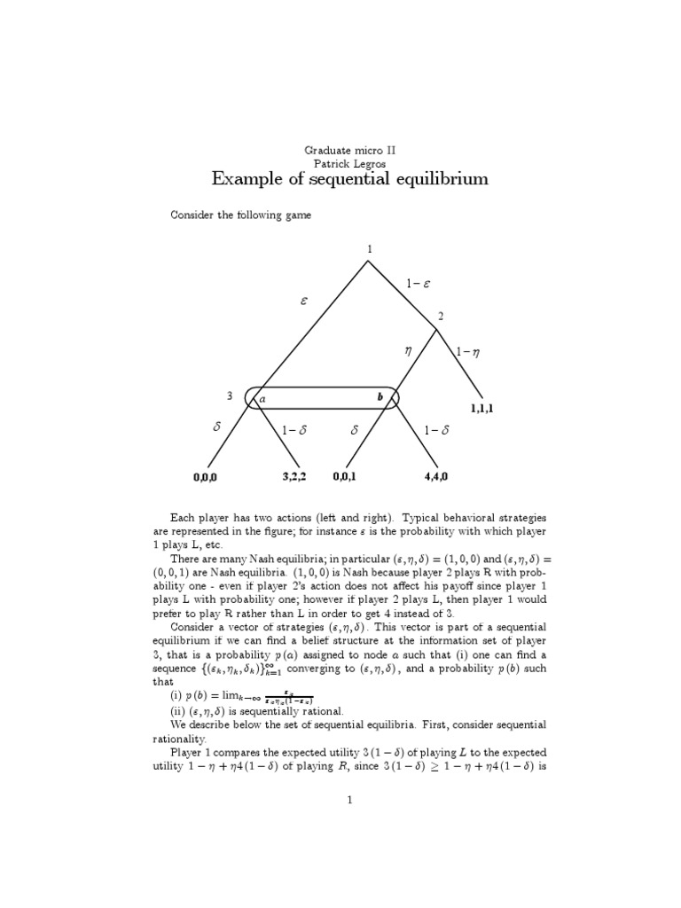 Example of sequential equilibrium: k k k ∞ k=1 ε ε η (1 −ε) | PDF ...