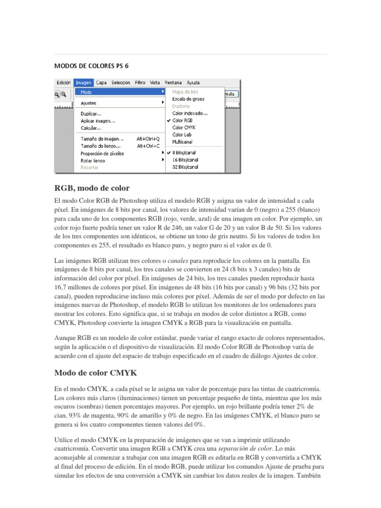 Los diferentes modos de color en Photoshop y sus características | PDF ...