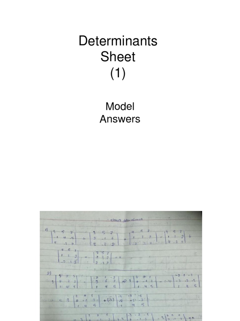 Determinants Sheet (1) : Model Answers | PDF