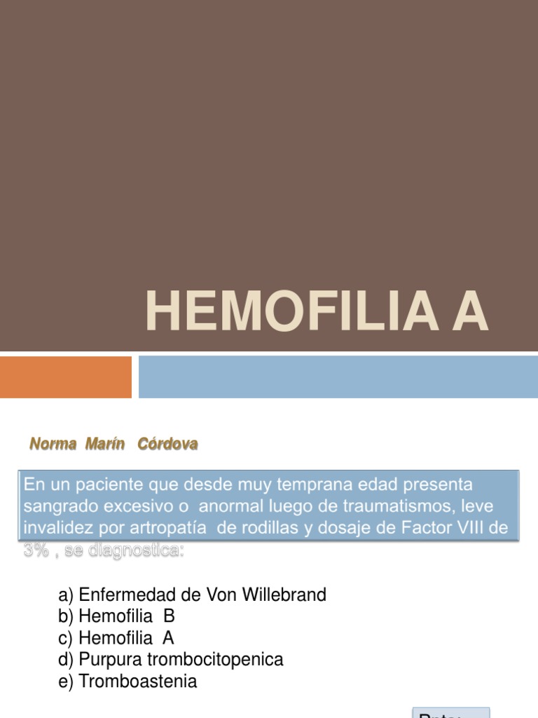 Hemofilia A | PDF | Hemofilia | Coagulación