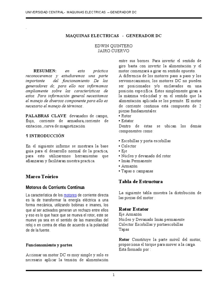 Generadores DC | PDF | Dispositivos magnéticos | Inductor