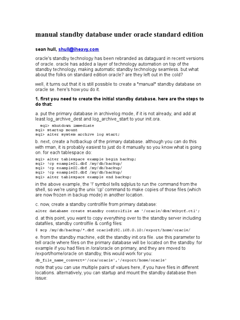 Manual Standby | PDF