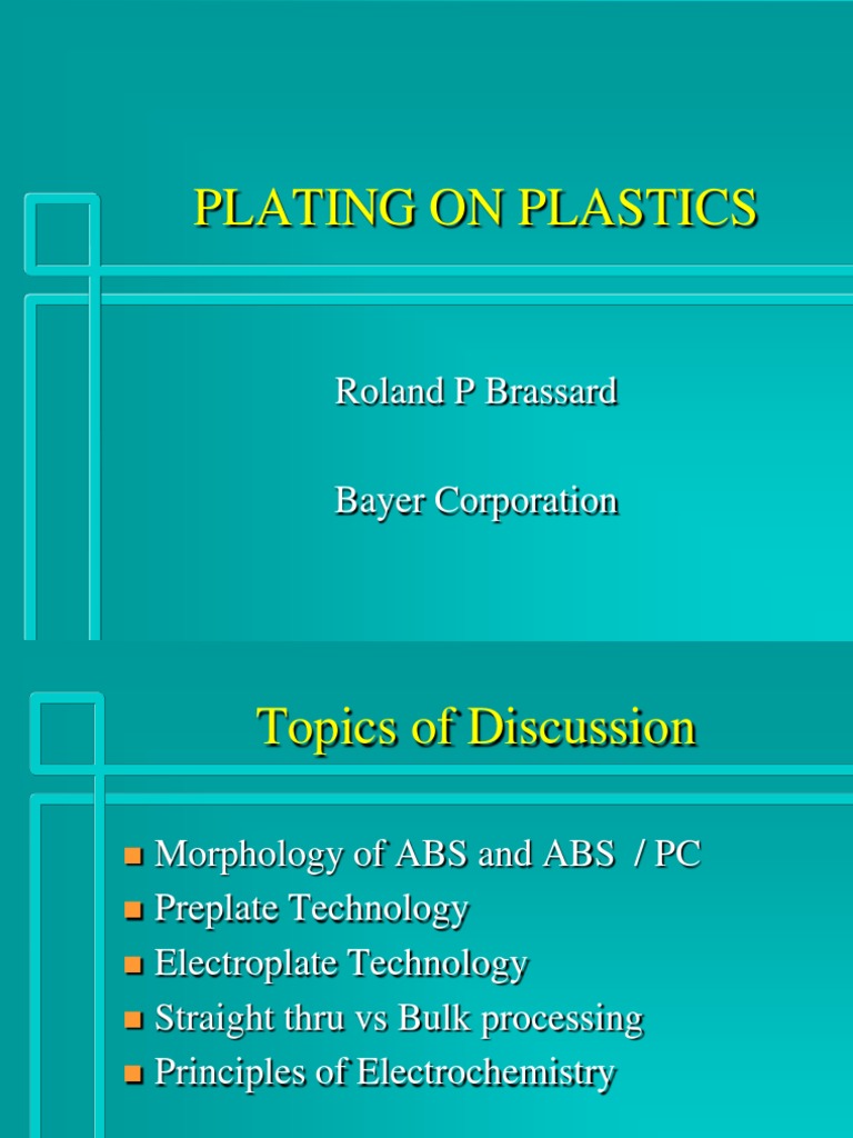 Plating For Plastics | PDF | Chemical Elements | Manmade Materials
