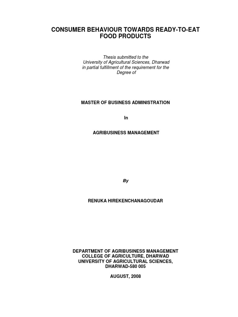 Consumer Behavior in Ready-to-Eat Foods | PDF | Foods | Brand