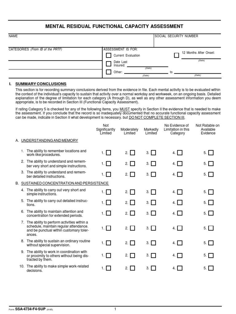 Ssi Assessment Form | Download Free PDF | Supplemental Security Income ...