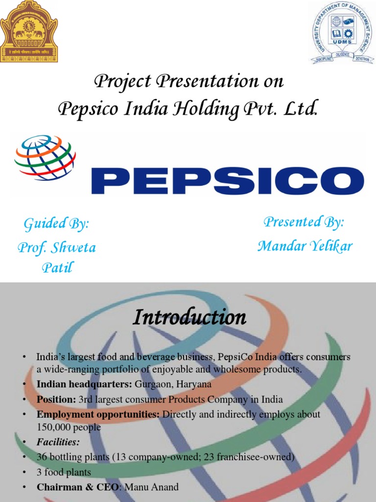 Presentation On Pepsico | PDF | Pepsi Co | Warehouse
