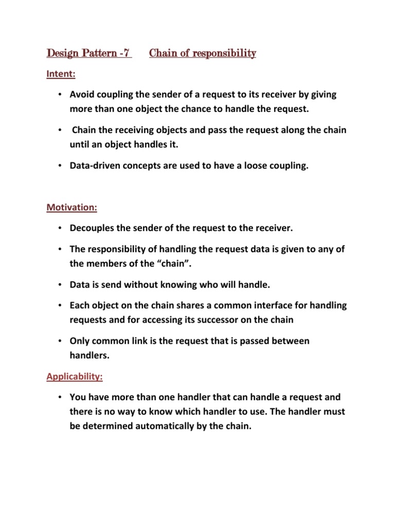 Design Pattern - 7 Chain of Responsibility: Intent | PDF | Inheritance ...
