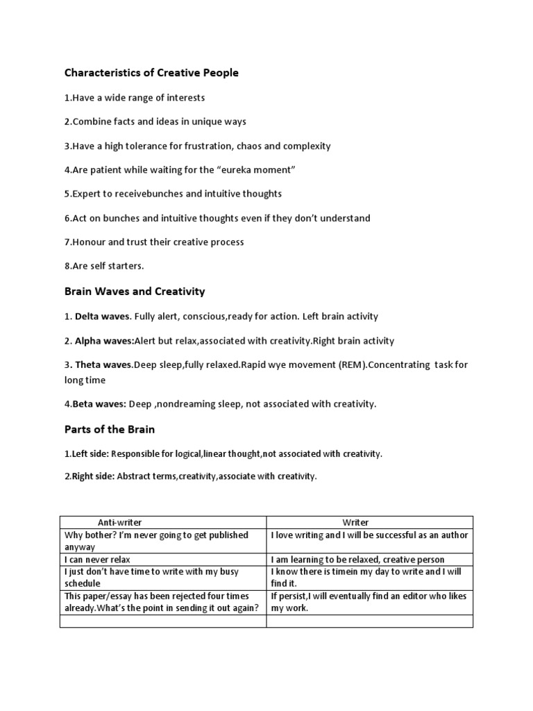 Traits of Highly Creative Individuals | PDF