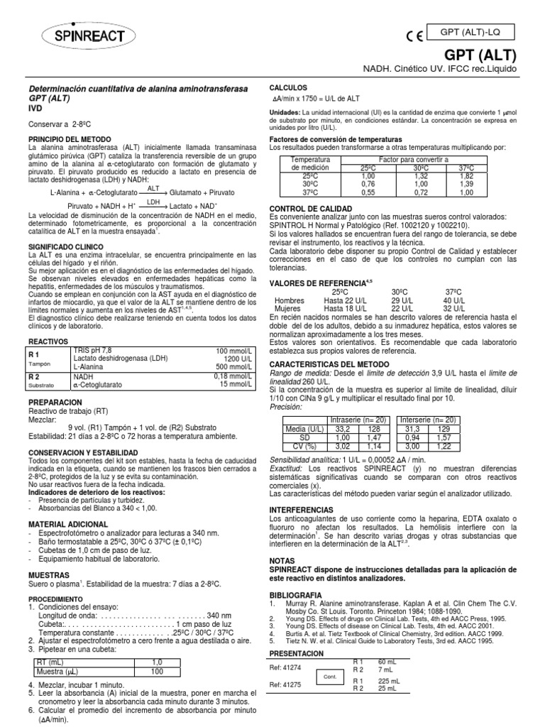 GPT (Spinreact) | PDF | Transaminasa | Enzima