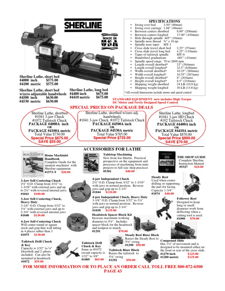 Sherline Lathe | PDF | Metalworking | Crafts