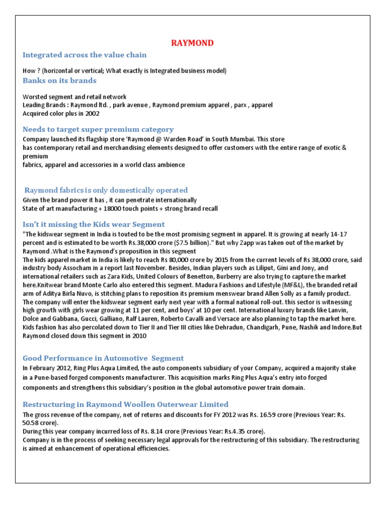 Raymond | PDF | Brand | Retail