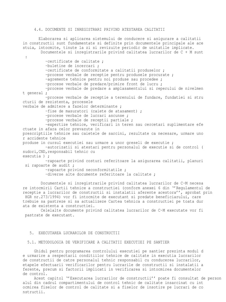 Ghid PT Programarea Controlului Calitatii Executiei Lucrarilor Pe Santier | PDF