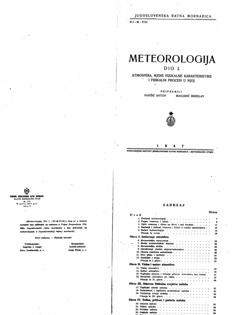Meteorologija - I. Dio | PDF