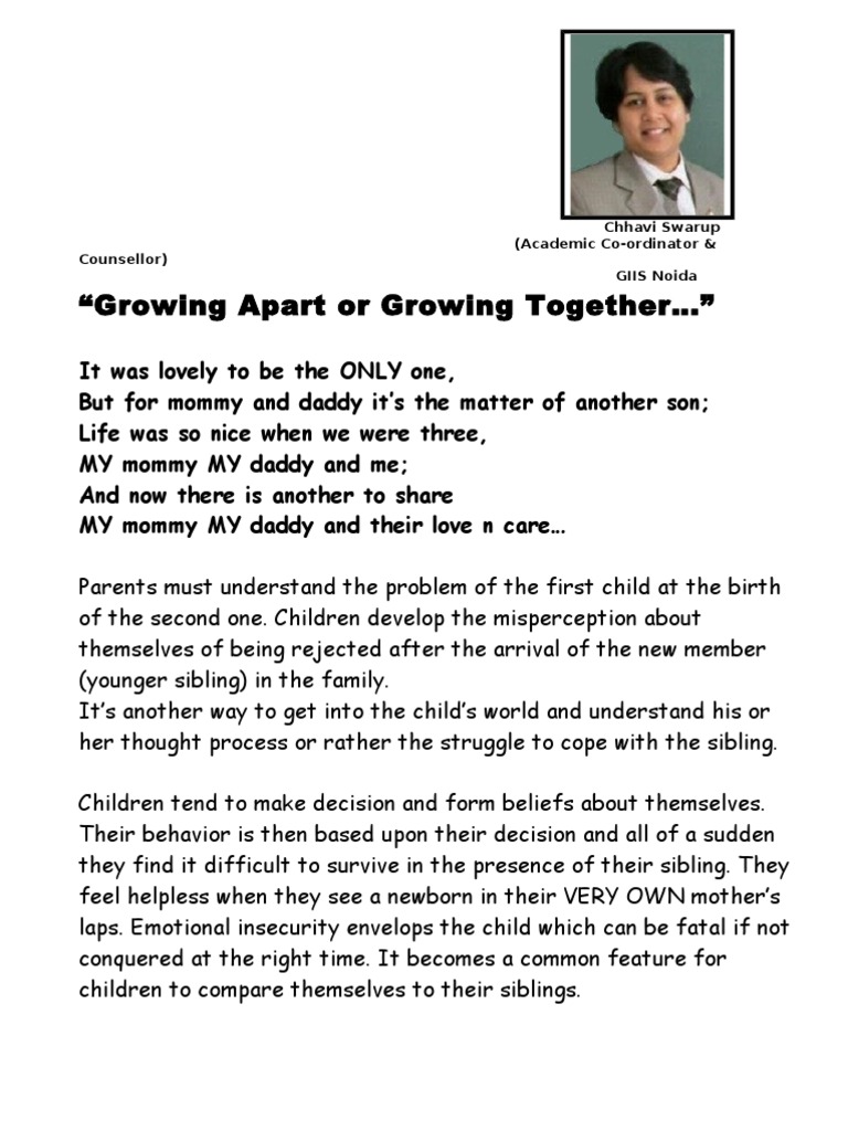 Growing Apart or Growing Together | PDF | Sibling | Love