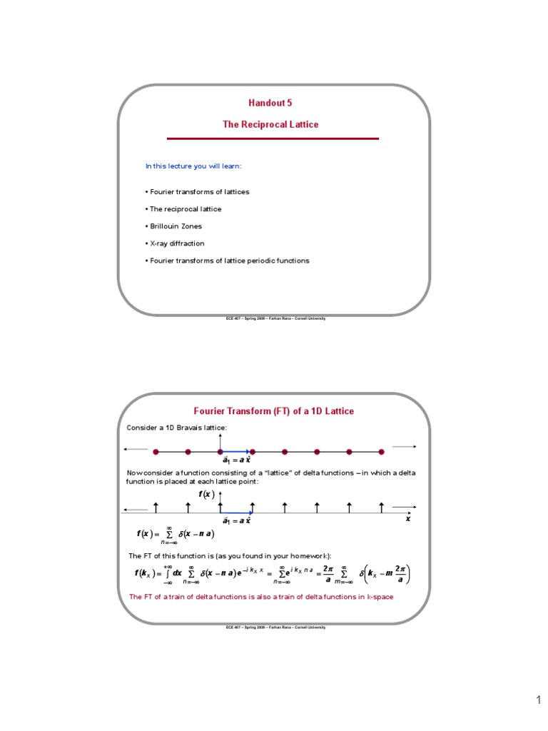 Reciprocal Lattice As Fourier Transformation | PDF | Mineralogy | Space
