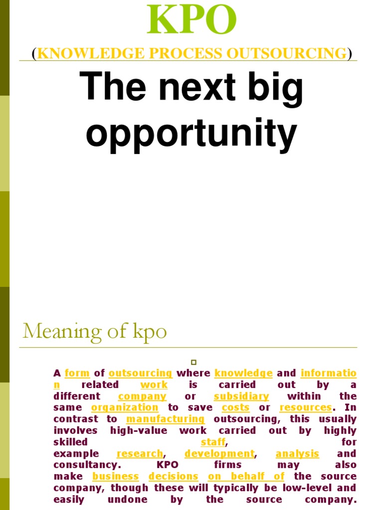 The Next Big Opportunity: Knowledge Process Outsourcing | PDF ...