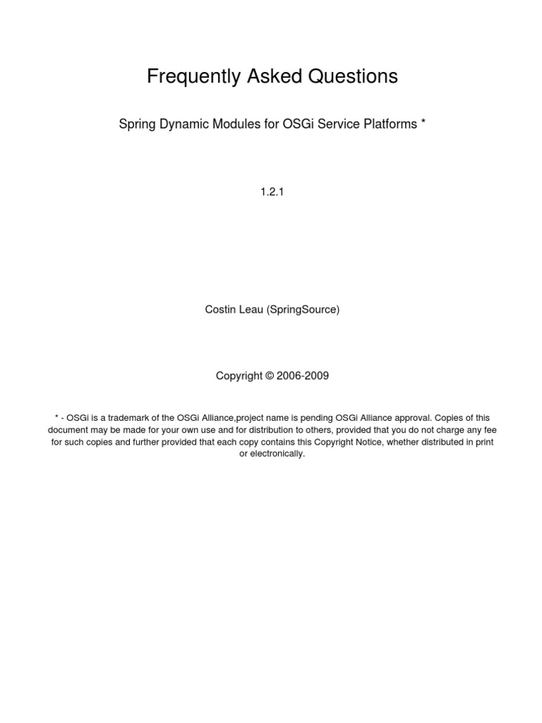 Frequently Asked Questions: Spring Dynamic Modules For Osgi Service ...