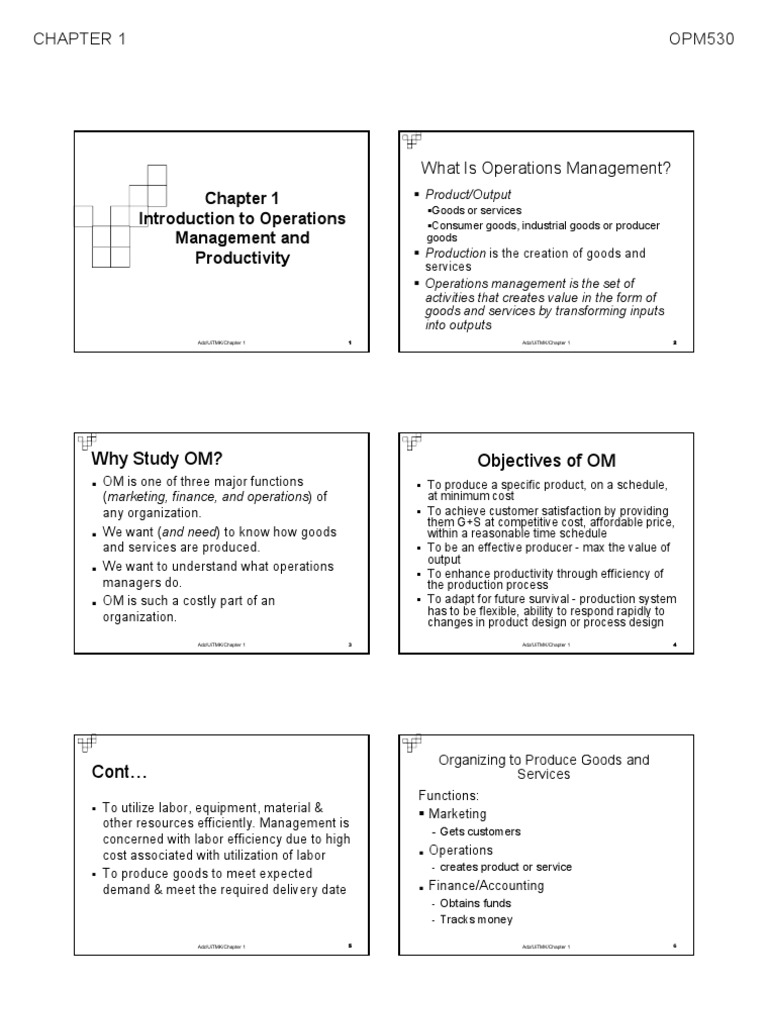 Chapter 1-Introduction To OM-OPM530 | PDF | Operations Management ...