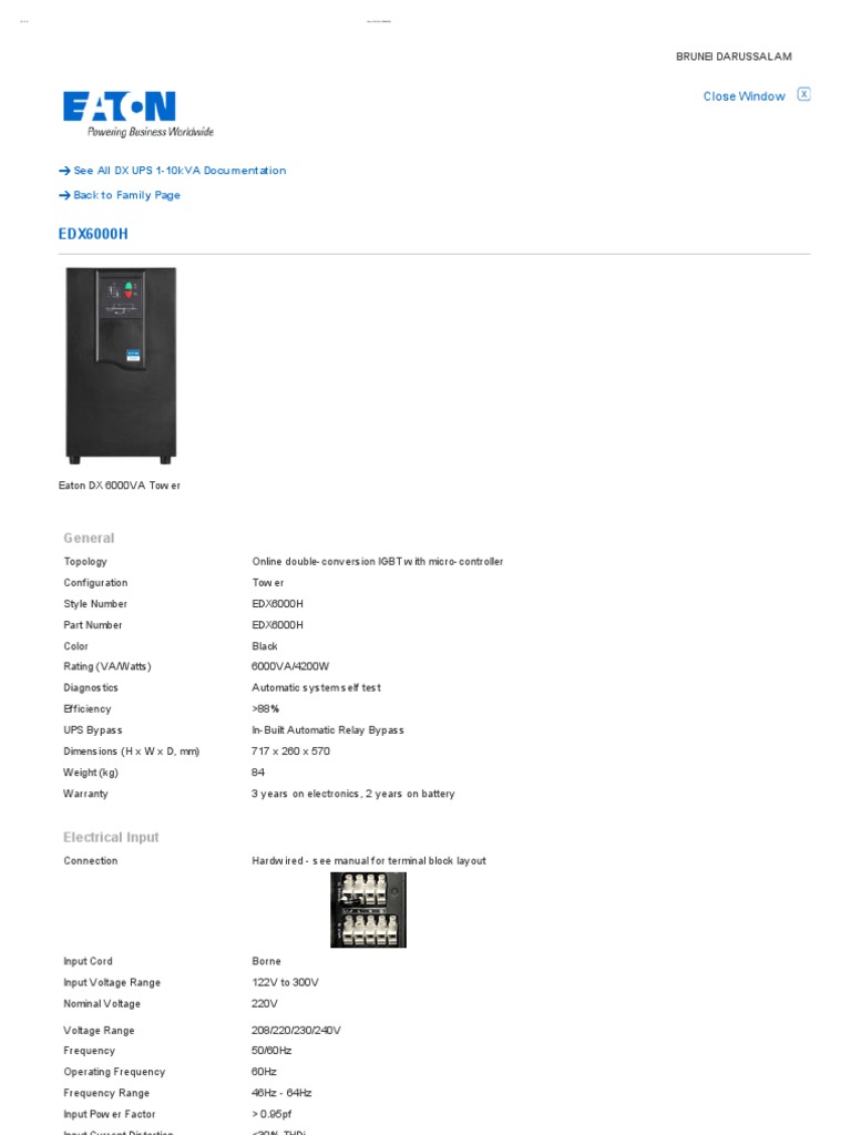 Eaton DX 6kva (Edx6000h) | PDF | Mains Electricity | Battery (Electricity)