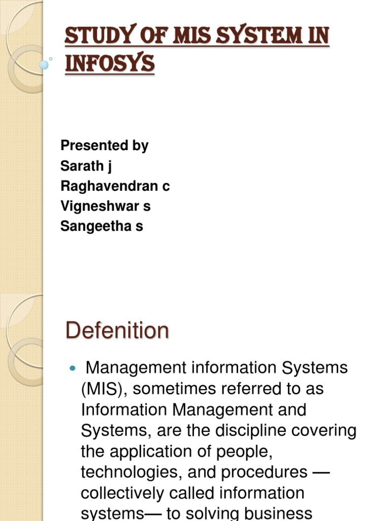 Study of Mis System in Infosys | Management Information System ...
