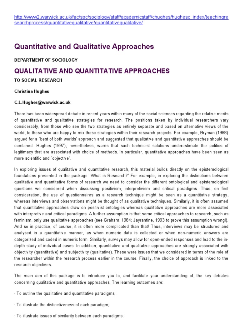 Quantitative and Qualitative Approaches | PDF | Correlation And ...