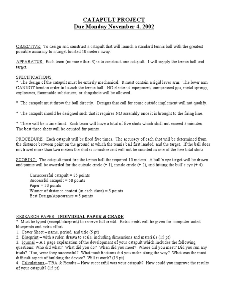 Catapult Project | PDF | Science | Engineering